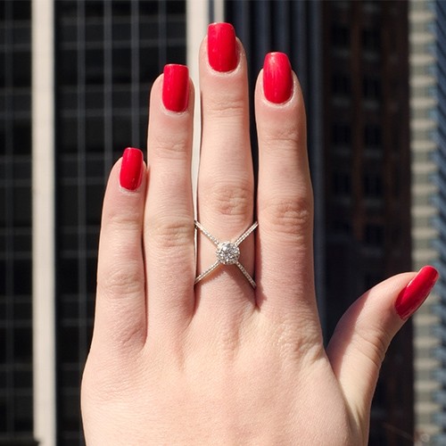 X Ring With Cubic Zirconia Stone - 3 Styles