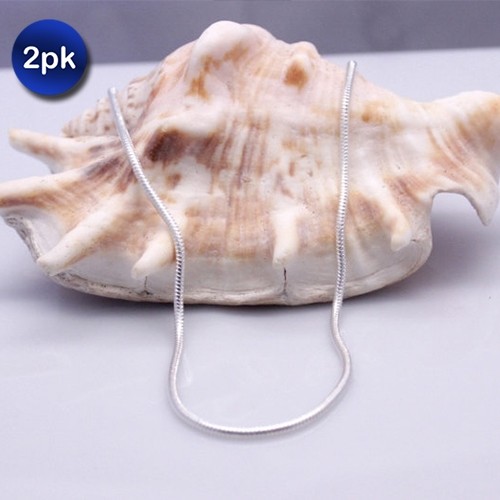 2 Pack: Italian Sterling Silver Snake Link Chain - 5 Sizes