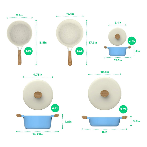 Vremi 8 Piece Ceramic Nonstick Cookware Set