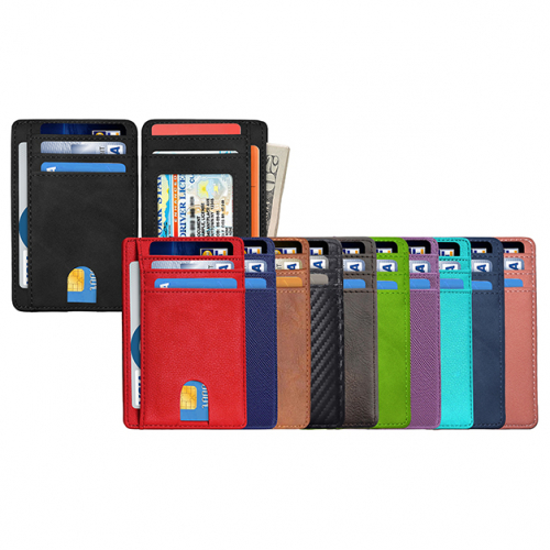 Slim Minimalist RFID Blocking Leather Wallet - 20 Colors