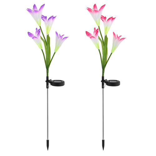 2 Piece: Solar Garden Lily Flower LED Lights