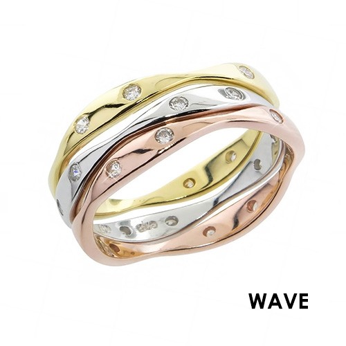 Sterling Silver Tri-Colored Stackable Rings - 10 Styles