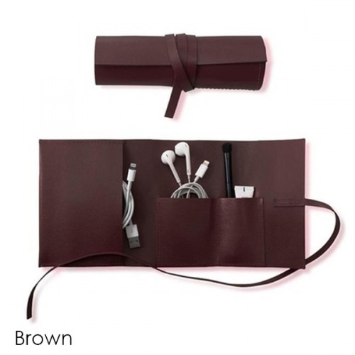 Leather Cord Roll Up Case - 9 Colors
